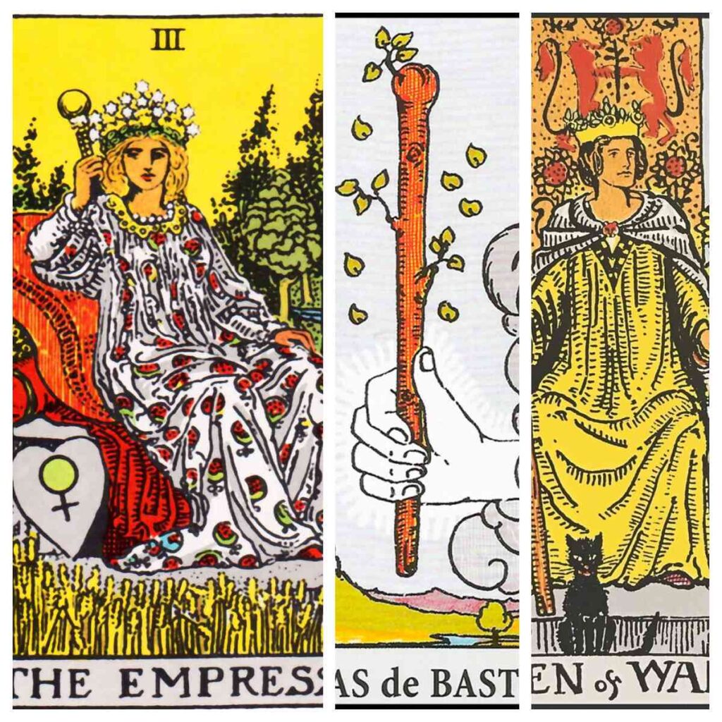 La Emperatriz y los Arcanos Menores de Bastos - KLITORIA TAROT